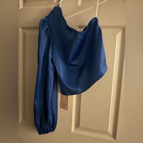 SHEIN | Tops | Shein Vibrant Blue Satin Top | Poshmark